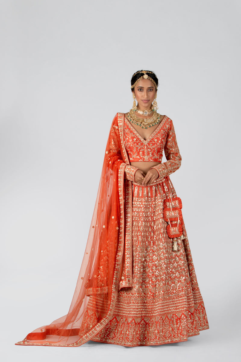 Rust Orange Bridal Lehenga – Suruchi Parakh New