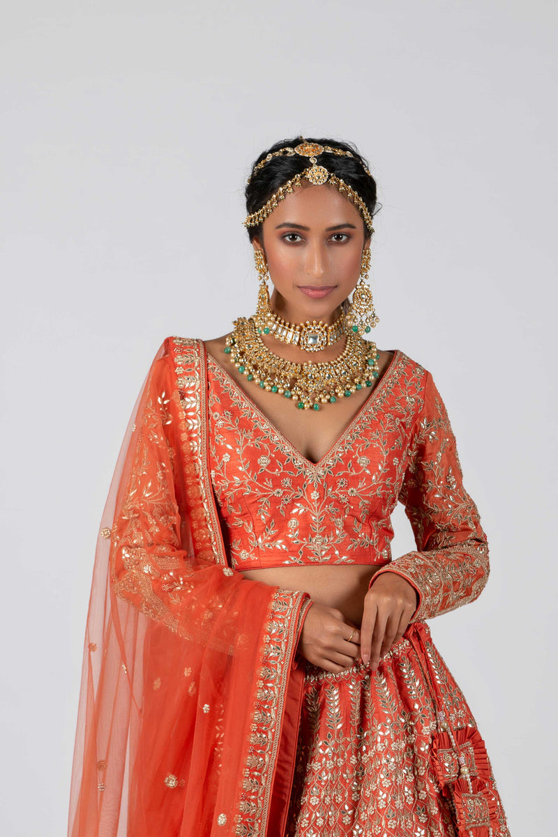 Rust Orange Bridal Lehenga – Suruchi Parakh New